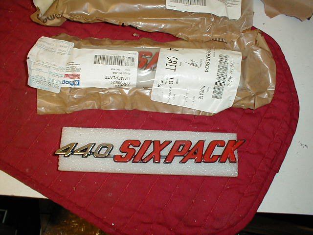 NOS Mopar Hood Nameplates 1970 & 1971 Dodge 440 Six Pack E & B Body ...