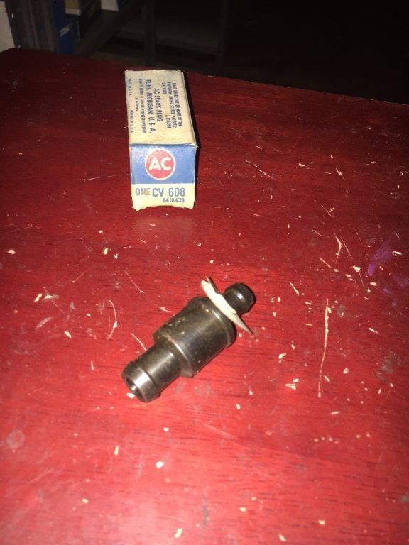 NOS AC PCV Valve 1965-7 Chevrolet 327 CI 4 barrel
