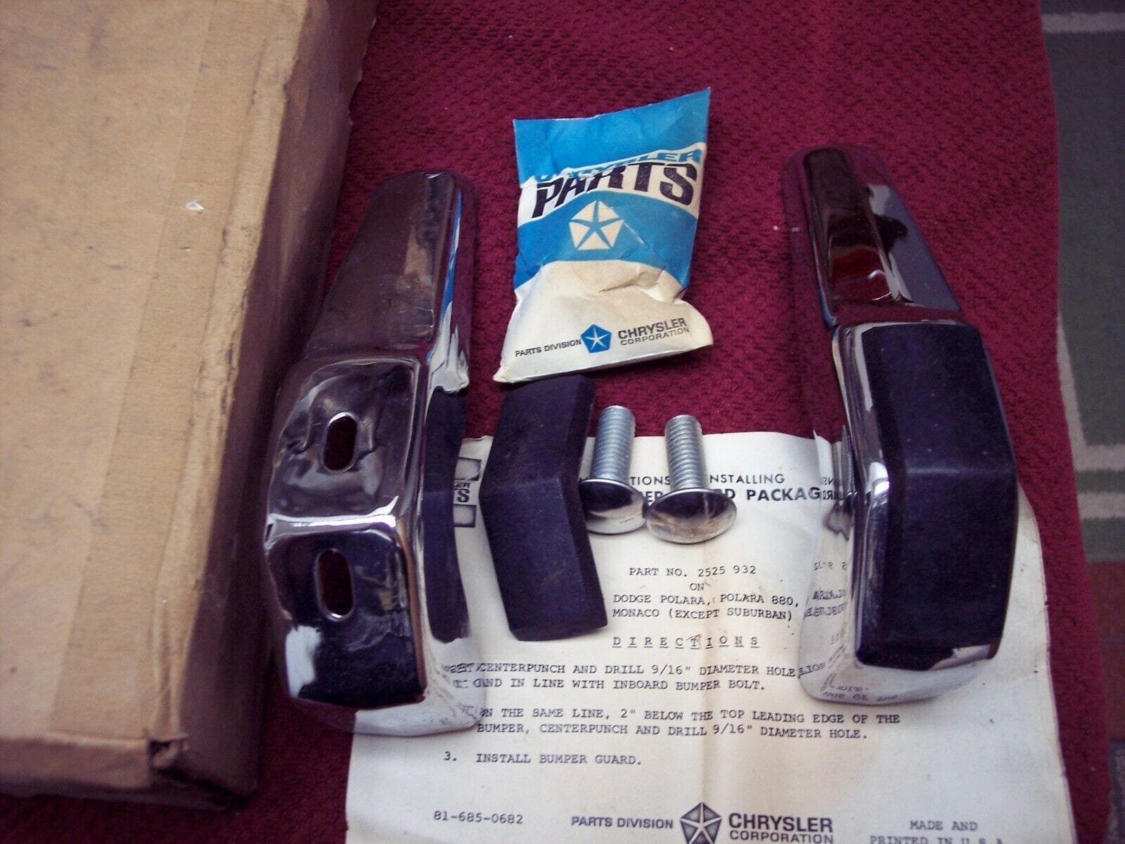 NOS Mopar Complete Rear Bumper Guard Package 1965 Dodge Polara Monaco ...