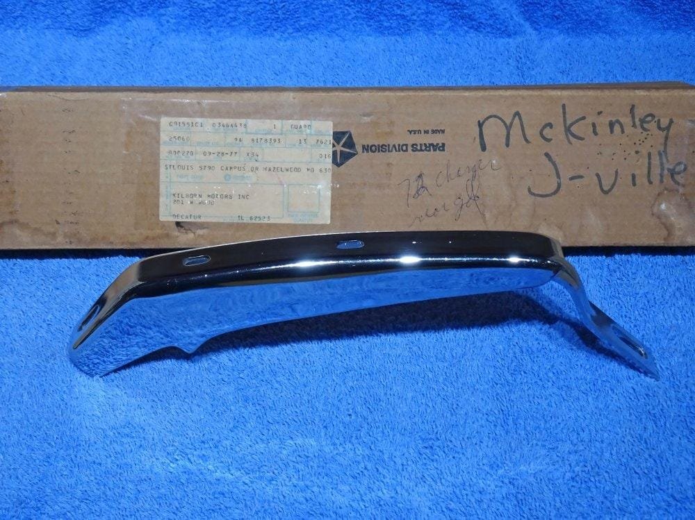 NOS Mopar Rear Bumper Guard 1971-2 Dodge Charger Models - Hiltop Auto Parts